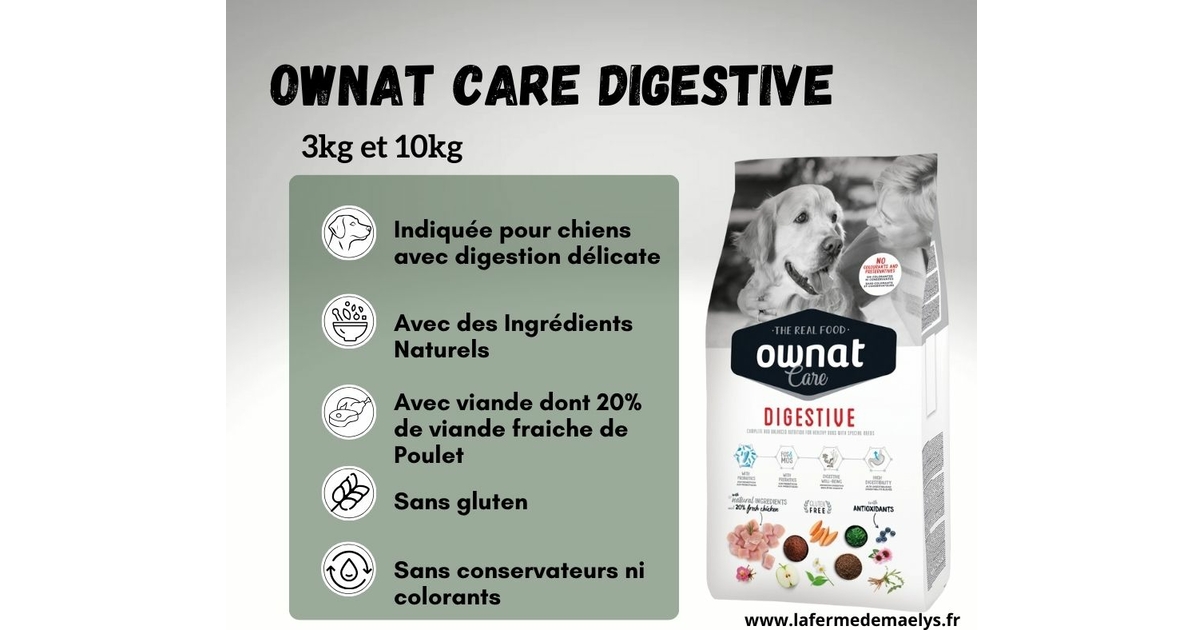 Croquette chien Ownat Care Digestive diarrhée et trouble digestif
